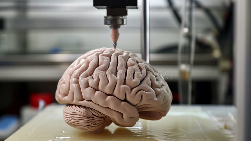 3D Printer Printing a Human Brain for Medical Use. AI Generated Stock ...