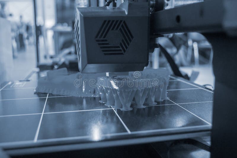 3D Printer Printing Object Close-up. Process Creating Three-dimensional Model Stock Photo ...