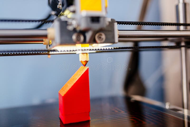 3d Printer Printing Red Plastic Component Stock Photo - Image of ...