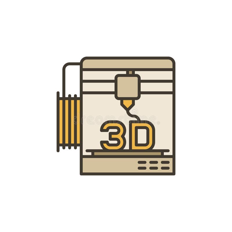 3D Printer Printing Vector Future Technology Concept Colored Icon Stock ...
