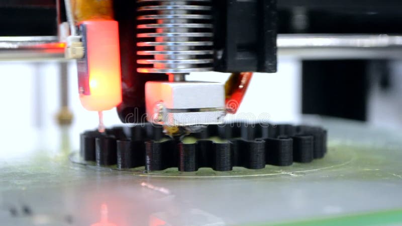 3d Printer Prints Black Object Close-up. Automatic Three Dimensional 3D ...