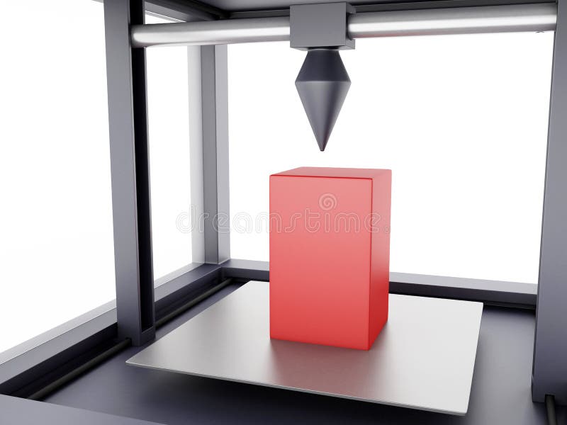 3D Printer Prints Geometrical Shape. Stock Illustration - Illustration ...