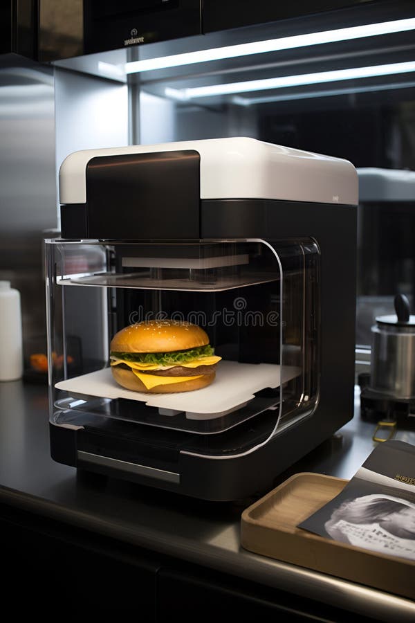 3D Printer Prints Meat Burger. Cooking Device of Future for Making Food ...