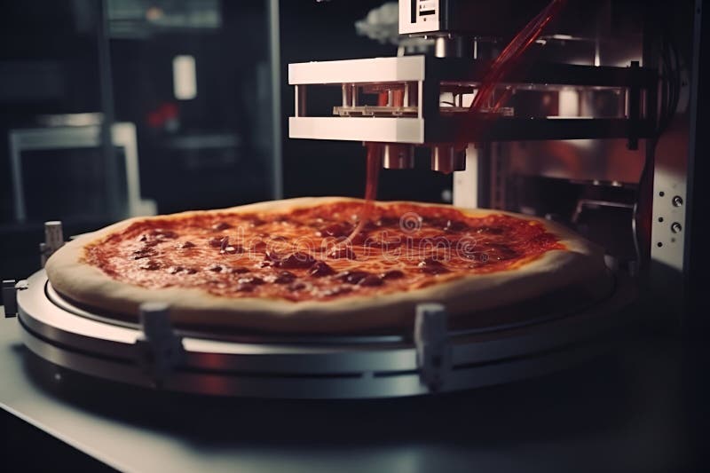 3D Printer Prints Pizza. Cooking Device of Future for Making Food. Home ...