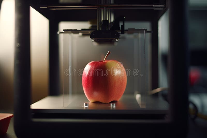 3D Printer Prints Red Apple. Cooking Device of Future for Making Food ...