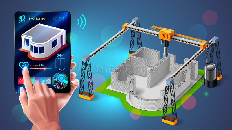 3d Printer Prints Building. Building Technology on Construction Site ...