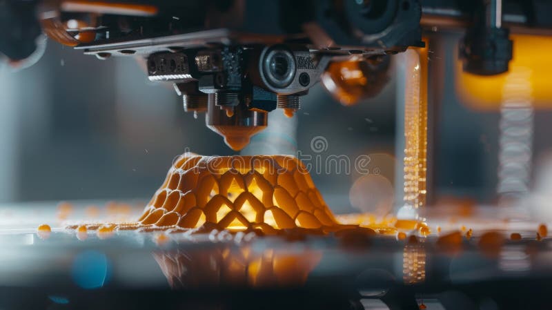 A 3D Printer is in the Process of Creating a Honeycomb Structure Stock ...