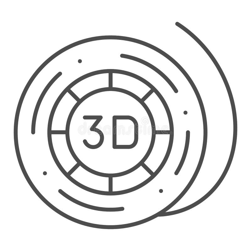 3d Printer Reel Thin Line Icon. Coil for 3d Printer Vector Illustration ...