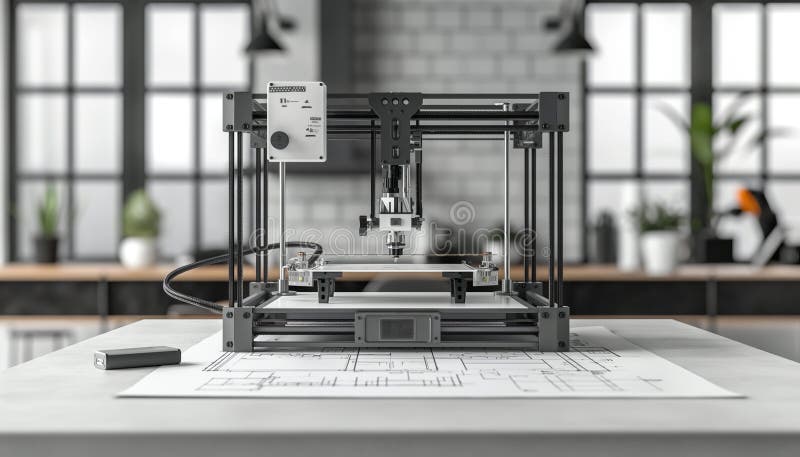 3D Printer Setup on Drafting Table Stock Photo - Image of gadget ...