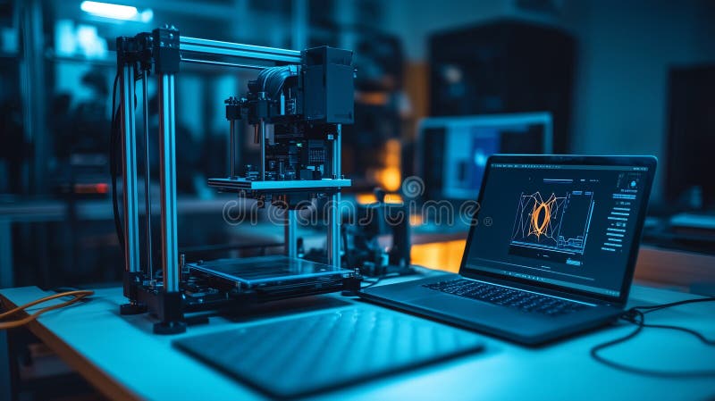 Modern 3D Printer Technology Laptop Design Innovation Future Digital ...