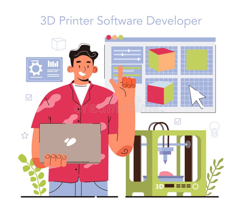 3D Printer Software Development. Operating System Programming Stock ...