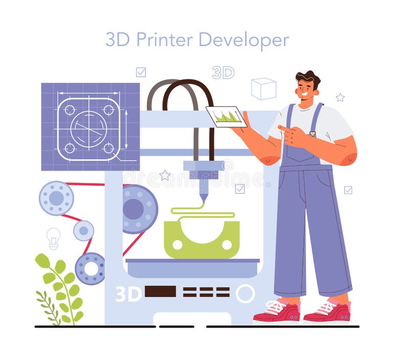 3D Printer Software Development. Operating System Programming Stock ...