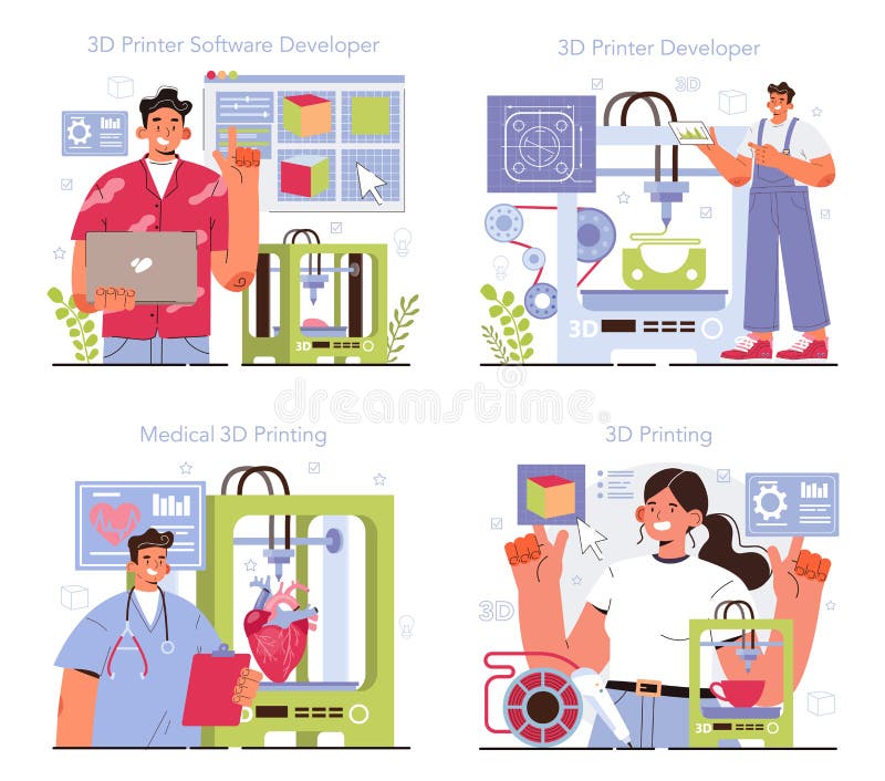 3D Printer Software Development Set. Operating System Programming Stock ...
