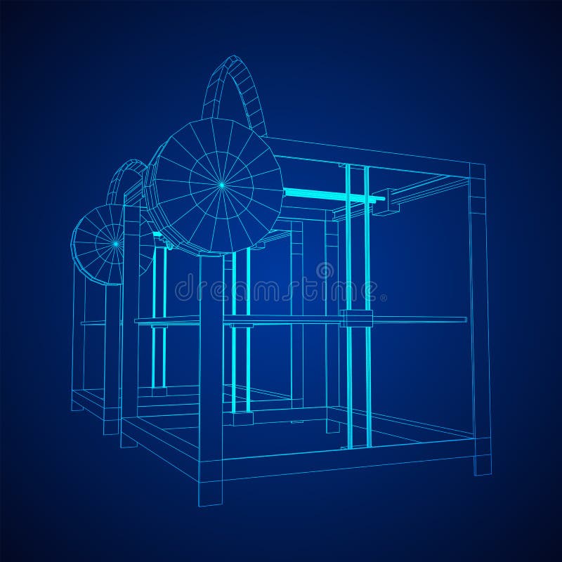3D Printer Wireframe stock vector. Illustration of frame - 171454380
