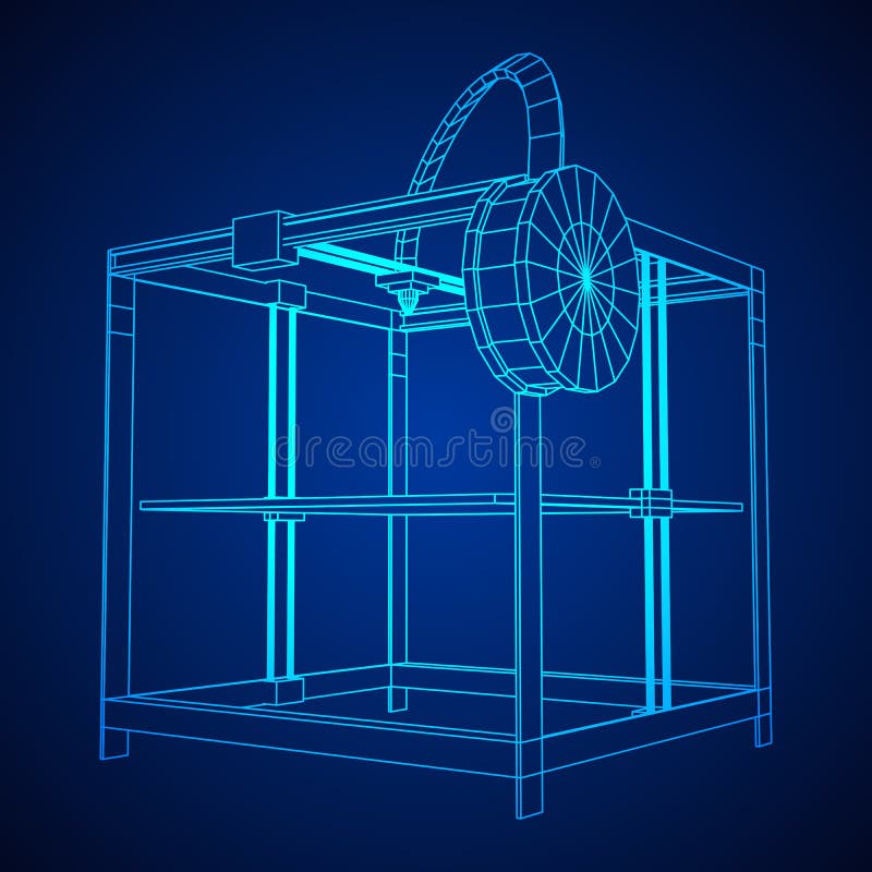 3D Printer Wireframe stock vector. Illustration of model - 119609415