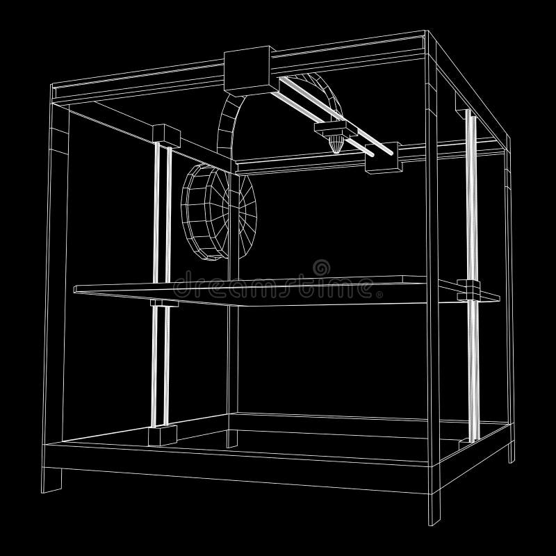 3D Printer Wireframe stock vector. Illustration of material - 119889722