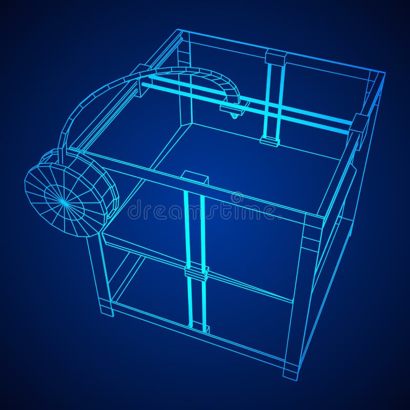 3D Printer Wireframe stock vector. Illustration of concept - 119966350