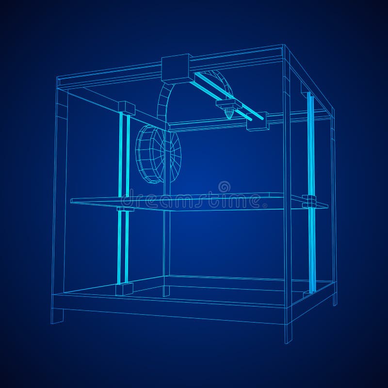 3D Printer Wireframe stock vector. Illustration of modern - 120050933