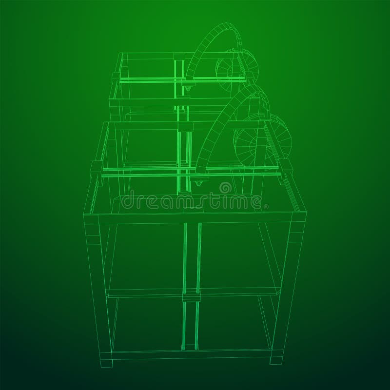 3D Printer Wireframe stock vector. Illustration of concept - 170830917