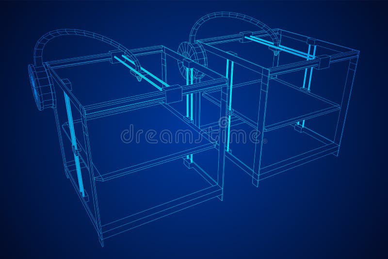 3D Printer Wireframe stock vector. Illustration of polygon - 171988351