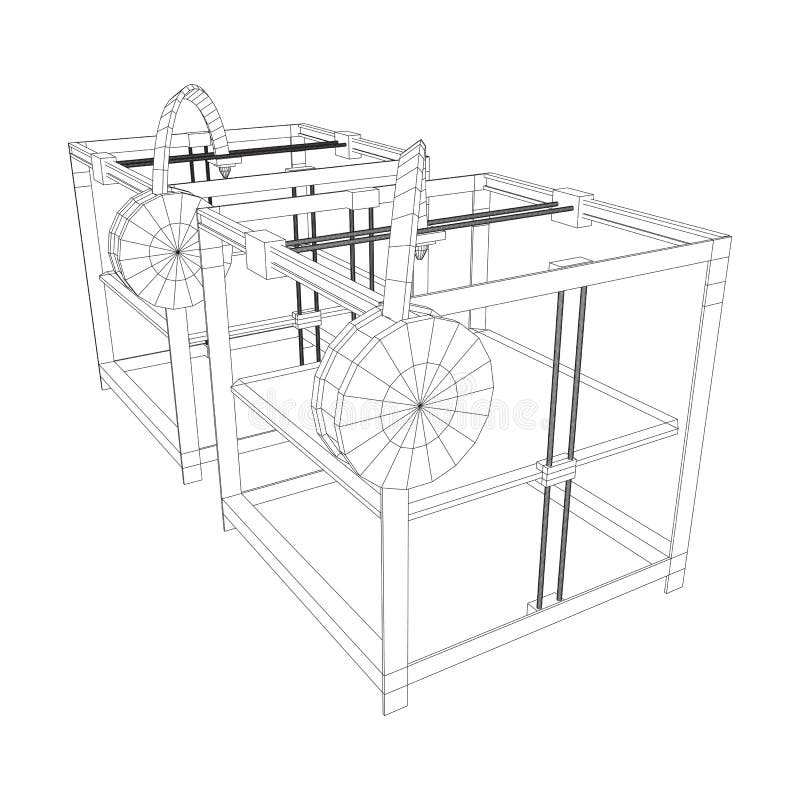 3D Printer Wireframe stock vector. Illustration of blueprints - 171988501
