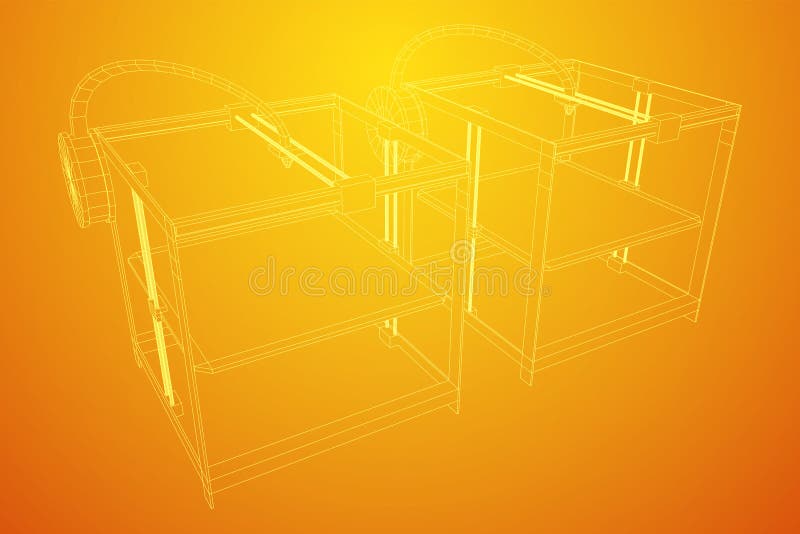 3D Printer Wireframe stock vector. Illustration of additive - 172488012