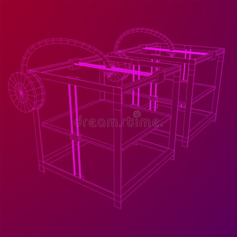 3D Printer Wireframe stock vector. Illustration of element - 172771079