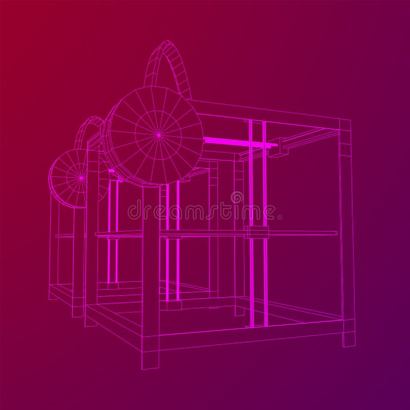 3D Printer Wireframe stock vector. Illustration of machine - 173617666