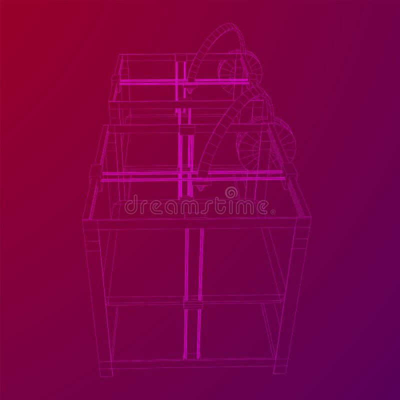 3D Printer Wireframe stock vector. Illustration of printer - 173752648