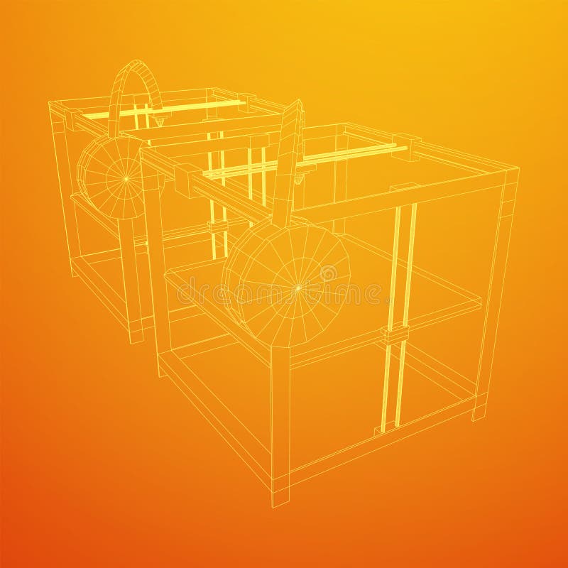 3D Printer Wireframe stock vector. Illustration of cube - 173862786