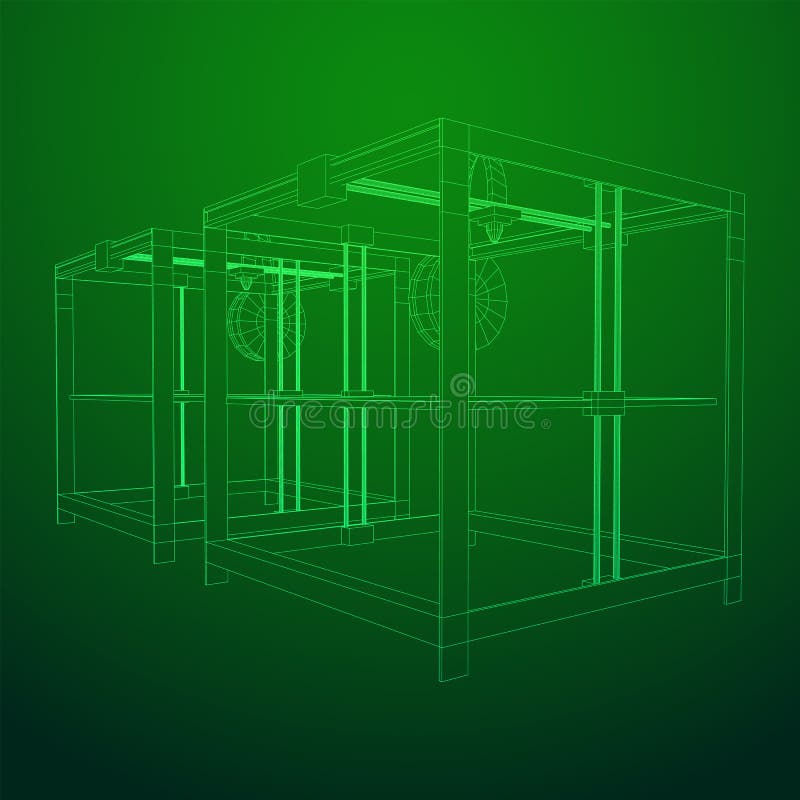 3D Printer Wireframe stock vector. Illustration of printing - 173862819