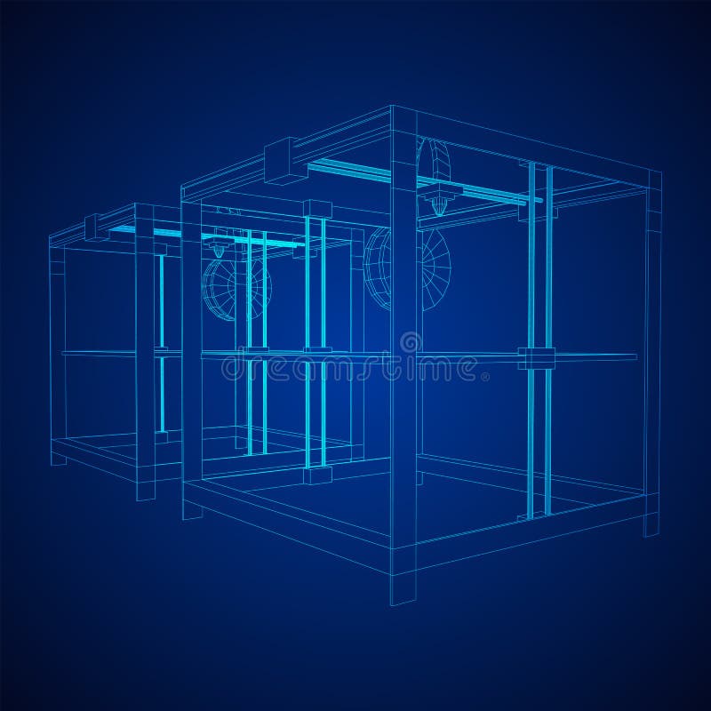 3D Printer Wireframe stock vector. Illustration of isometric - 174093173