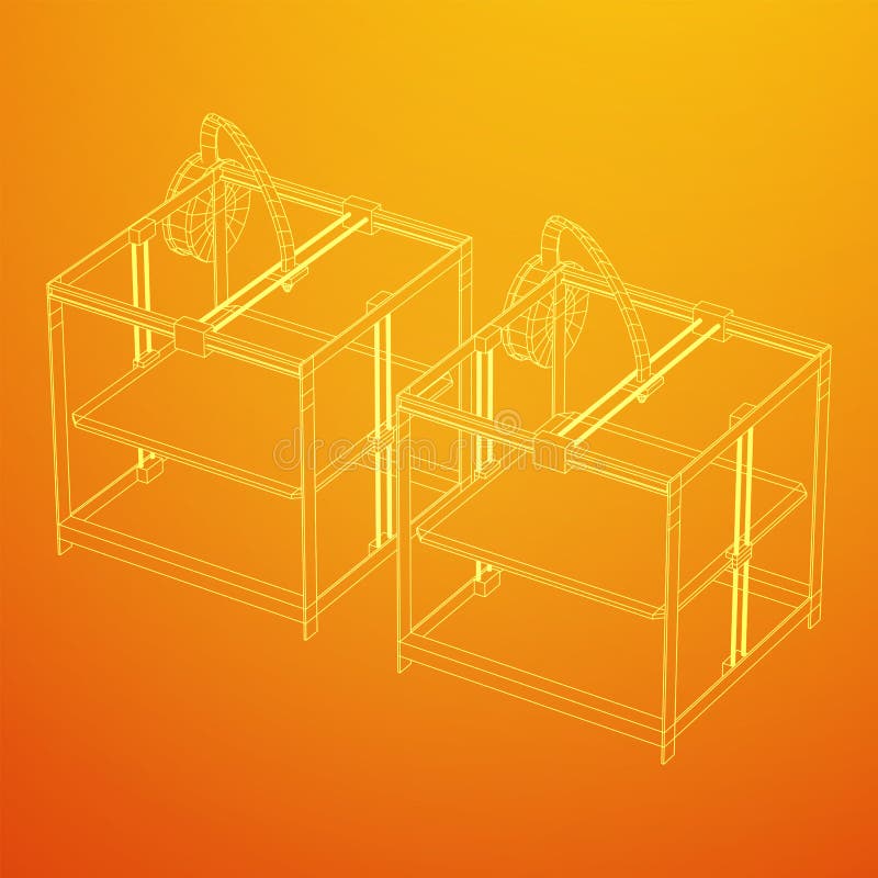 3D Printer Wireframe stock vector. Illustration of production - 174583685