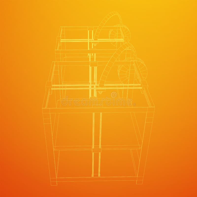 3D Printer Wireframe stock vector. Illustration of print - 174716646