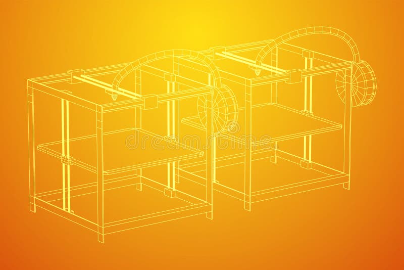 3D Printer Wireframe stock vector. Illustration of business - 174862127