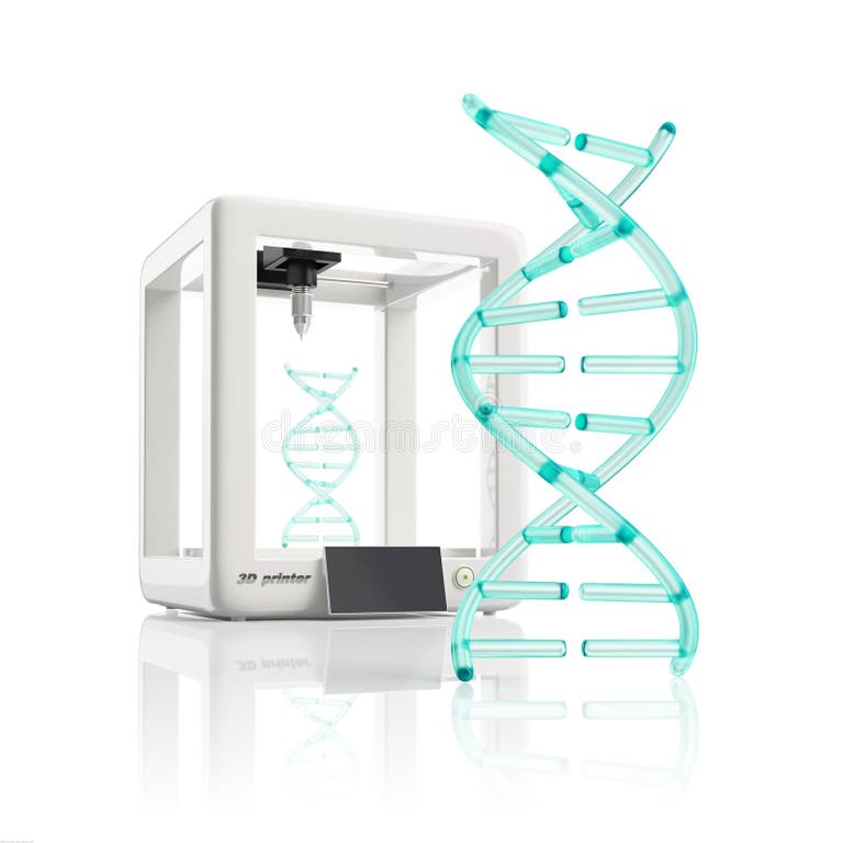 3d Printer during Work on the New DNA Molecule Stock Illustration ...
