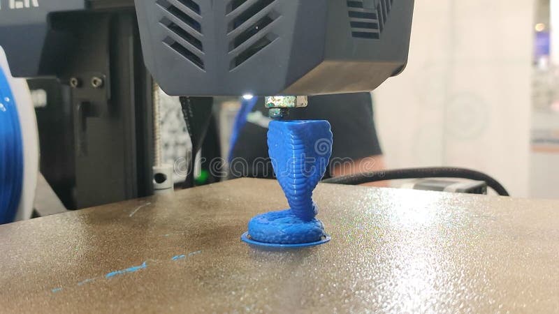 3D Printer Working Close-up 3D Printer Prints Model from Molten Blue ...