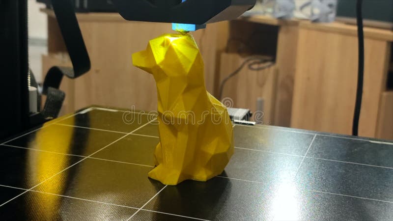 3D Printer Working Close-up 3D Printer Prints Model from Molten Yellow ...