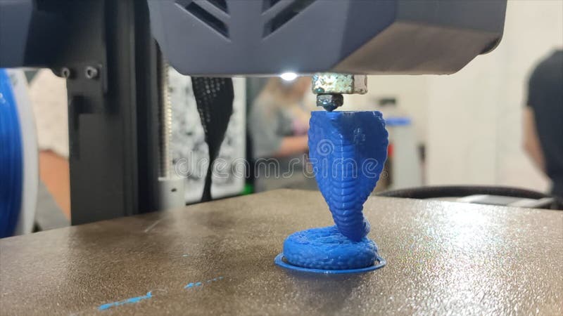 3D Printer Working Close-up 3D Printer Prints Model from Molten Blue ...