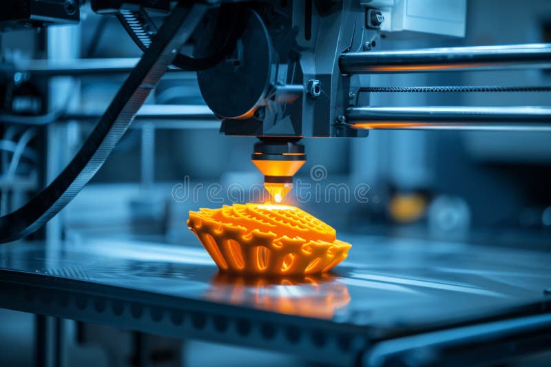 A 3D Printers Nozzle in Action, Fabricating Complex Parts Generative Ai ...