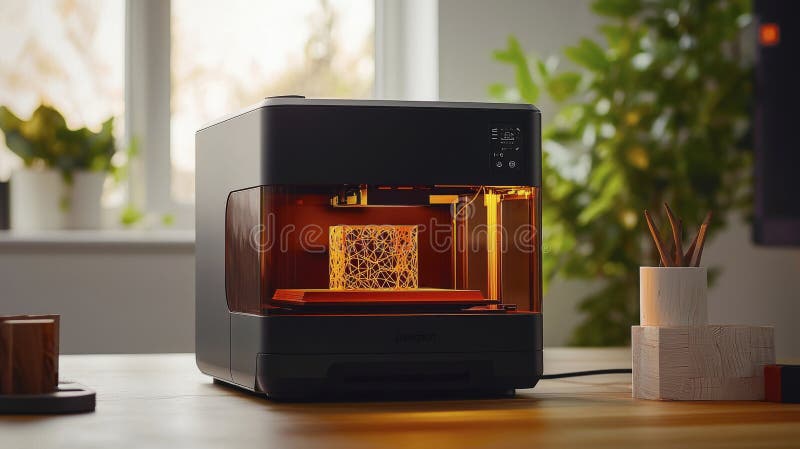3d Printing Action with Model Creation Home Office Environment Digital ...