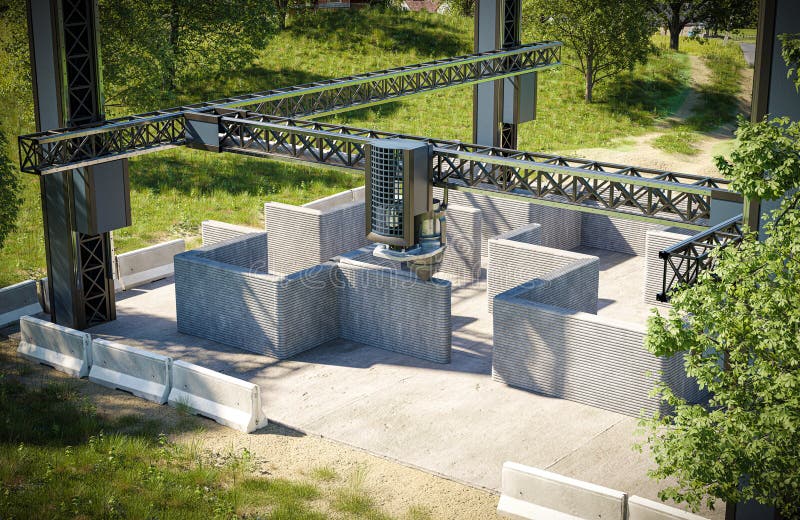 3d Printing Building with Concrete Stock Illustration - Illustration of ...