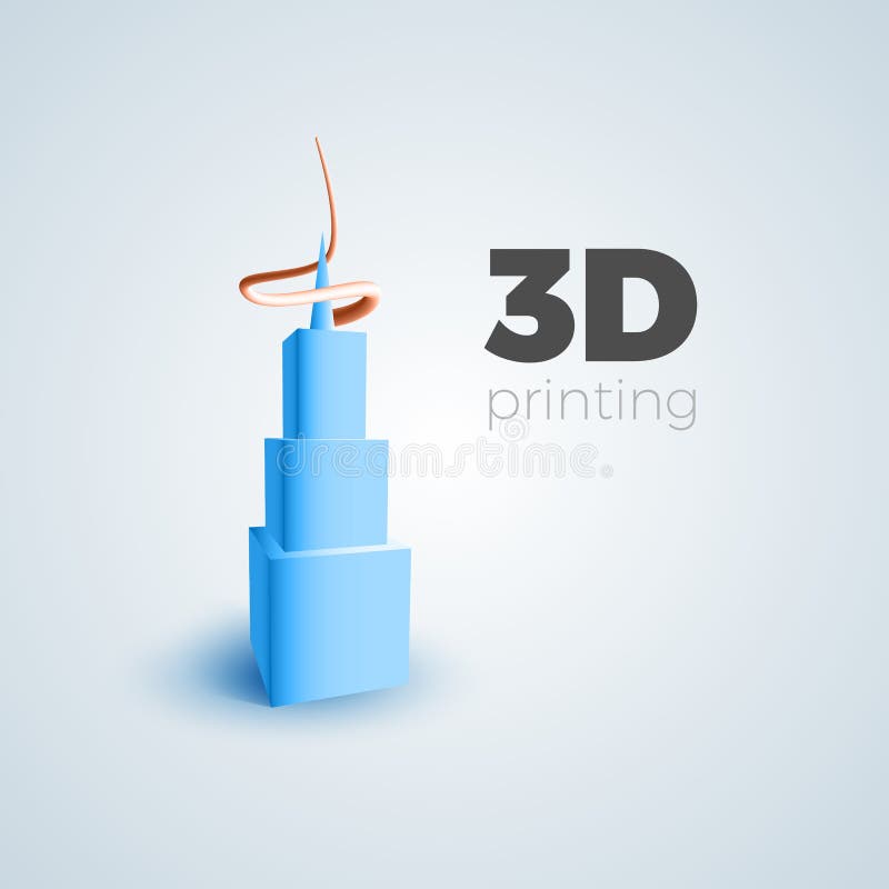 Creative 3D Print Logo Or Sign, Icon. Modern 3D Printer Printing ...
