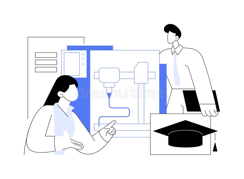 3D Printing in Education Isolated Cartoon Vector Illustrations. Stock ...