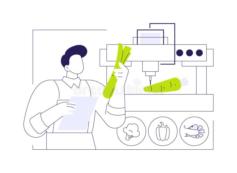 3D Printing of Food Abstract Concept Vector Illustration. Stock ...