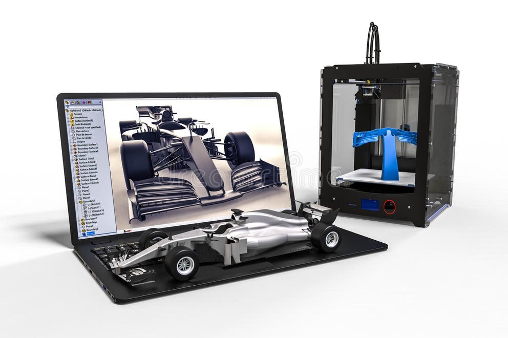 3D Printing of a Formula One Car Stock Illustration - Illustration of ...
