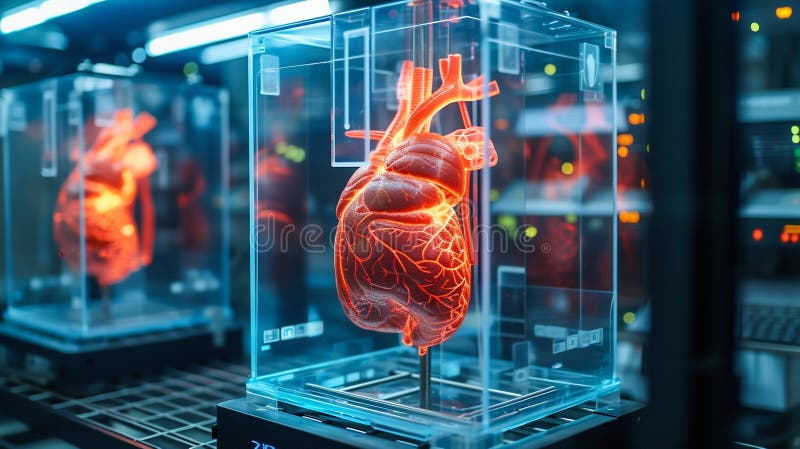 3D Printing of a Human Heart. Generative Ai Stock Illustration ...
