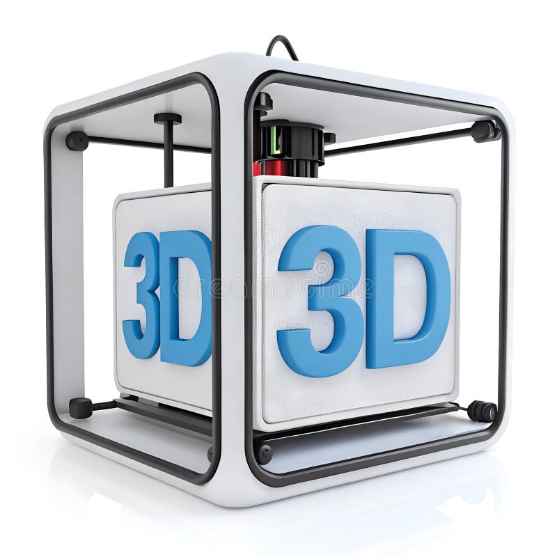 3D Printing 3D Icon, Additive Manufacturing Symbol Isolated on White ...
