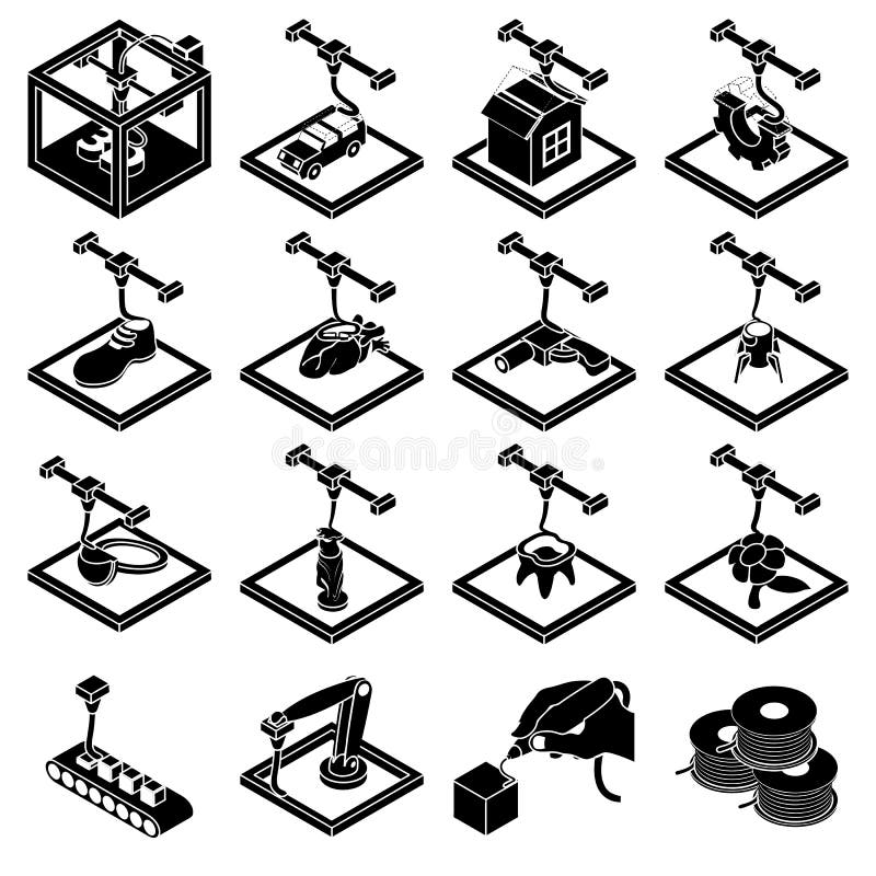 3d Printing Icons Set, Simple Style Stock Vector - Illustration of ... 3d Printing Icons Set, Simple Style Stock Vector - Illustration of ...