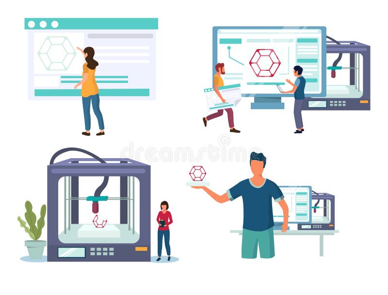 3D Printing Technology Vector Concept for Web Banner, Website Page Stock Vector - Illustration ...